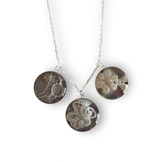 Wedding Lace Three Generation Necklace - Sterling Silver Medium Pendan ...